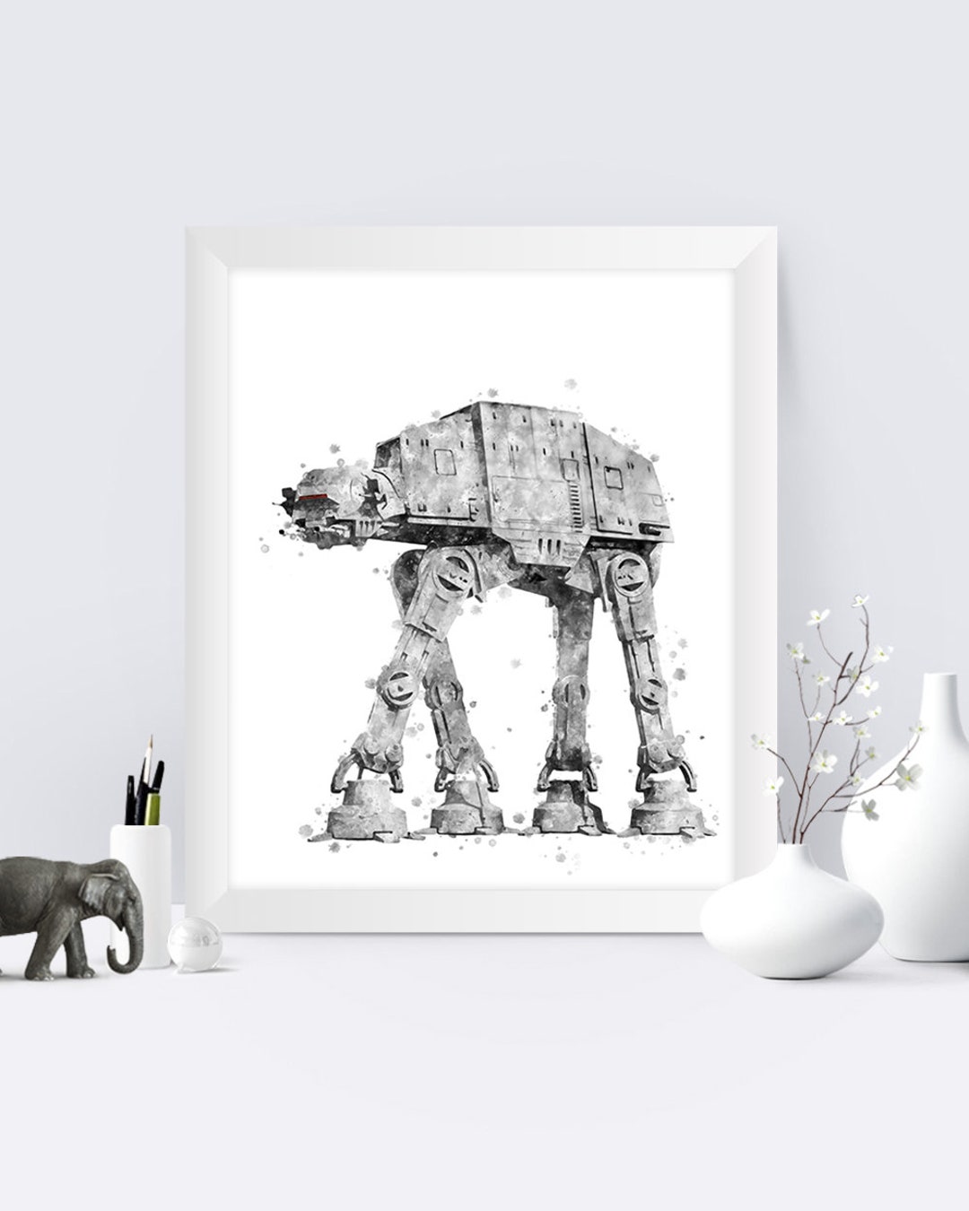 At-at Walker Print Star Wars Poster At-at Walker Black and White Star ...