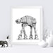 At-at Walker Print Star Wars Poster At-at Walker Black and White Star ...