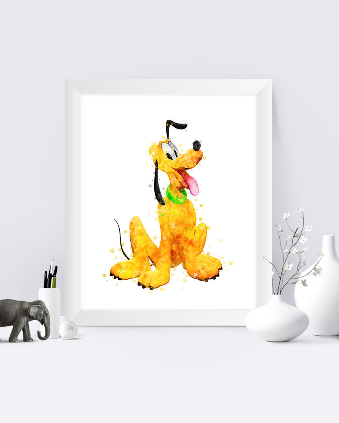 Pluto Print Pluto Wall Decor Pluto Watercolor Poster Mickey Minnie ...