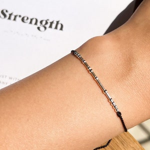 Strength Morse Code Bracelet, Custom Message Bracelet, Personalized Gift, Gift for Her, Fight ...