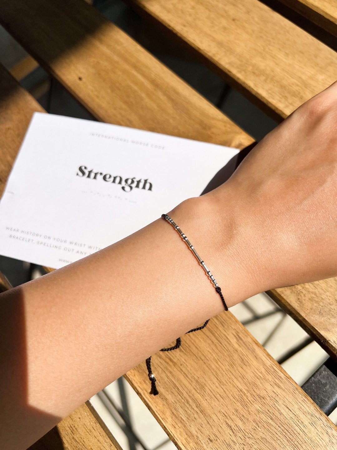Strength Morse Code Bracelet, Custom Message Bracelet, Personalized Gift, Gift for Her, Fight ...