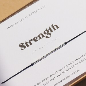 Strength Morse Code Bracelet, Custom Message Bracelet, Personalized Gift, Gift for Her, Fight ...