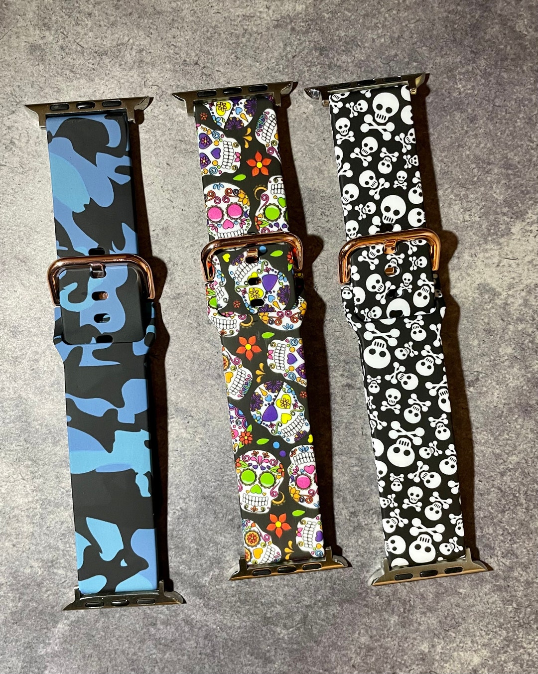 Silicone Printed Watch Bands, Skull Watch Band. Blue Camo Watch Band ...