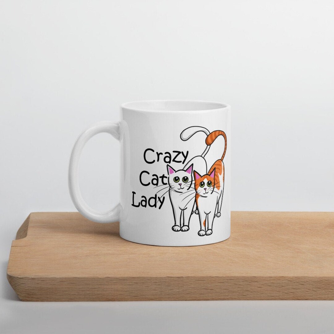 Crazy Cat Lady Ceramic Mug: Original Illustration of a White - Etsy
