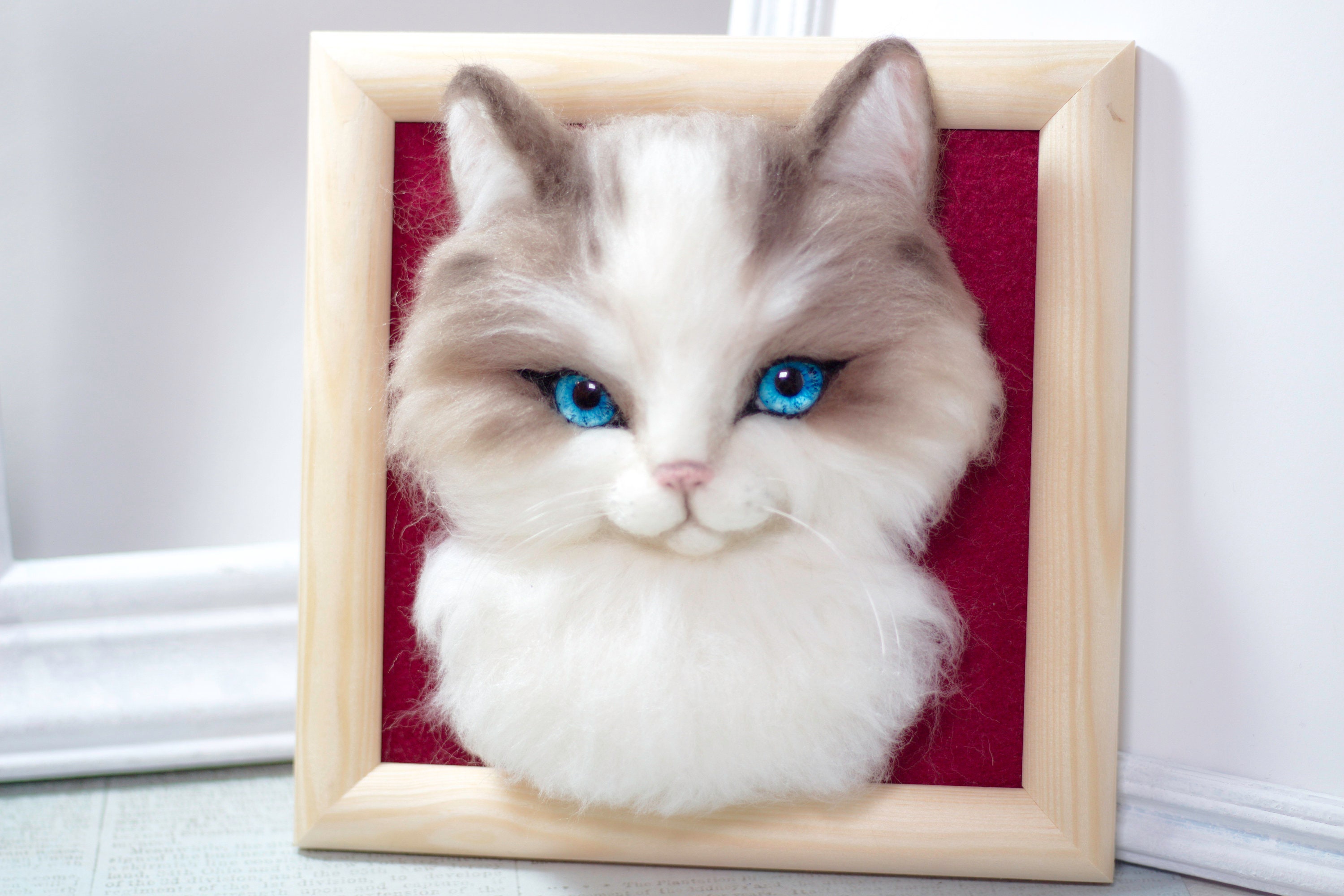 Wool portrait of a cat. Ready to ship. Felting technique. Cat | Etsy