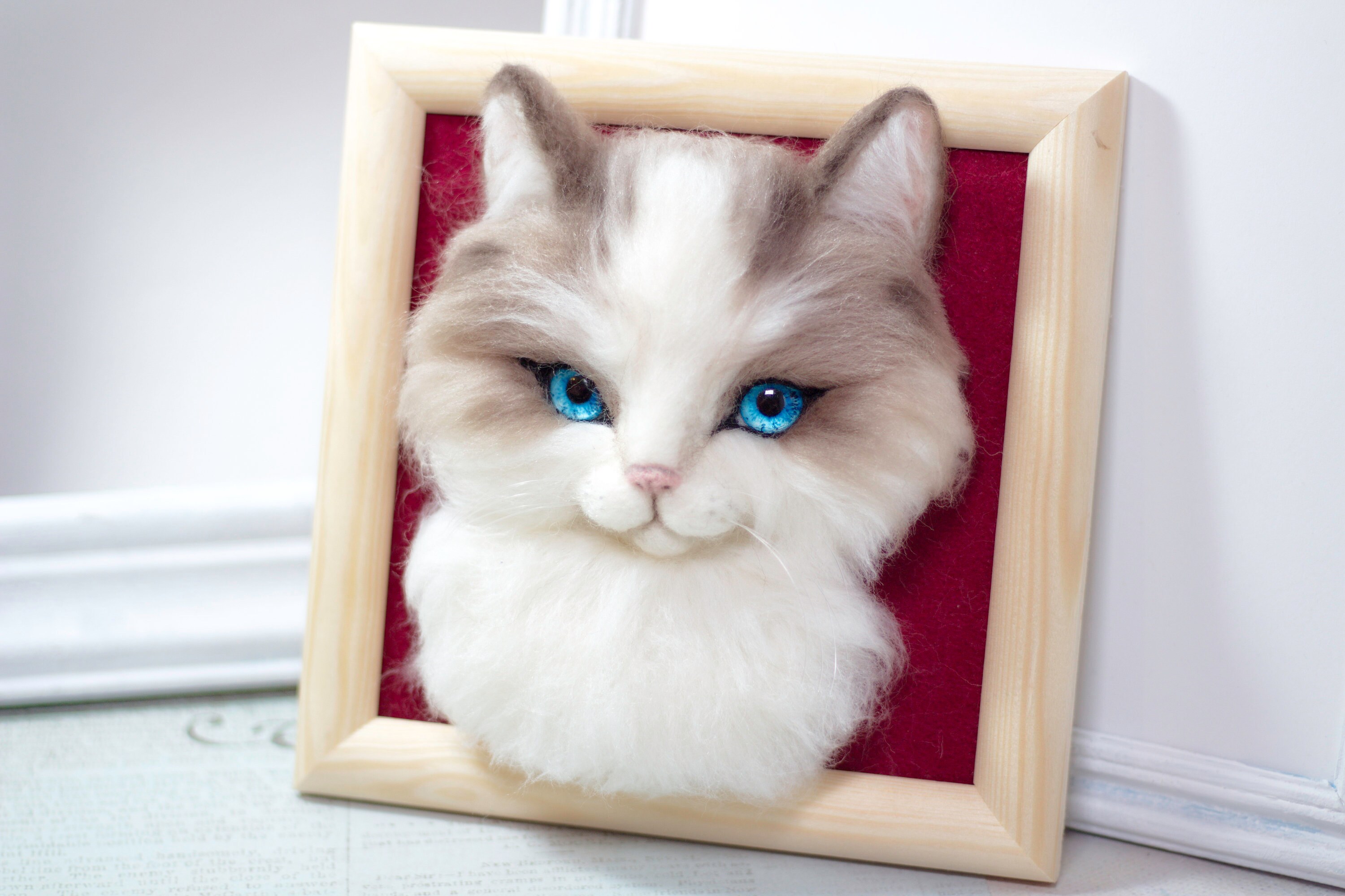 Wool portrait of a cat. Ready to ship. Felting technique. Cat | Etsy