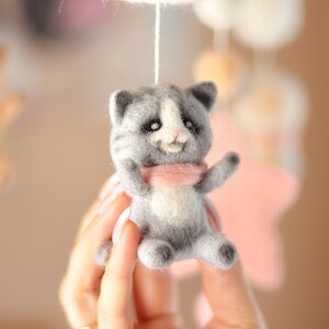 Сustomized Felted Baby Mobile. Nursery Felted Mobile With Cats ...