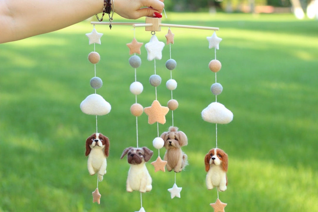 Customized Felted Baby Mobile. Nursery Felted Mobile With Dogs ...