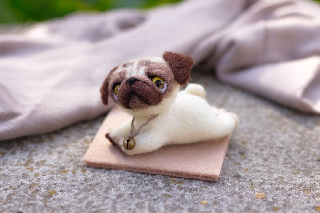 Needle Felt Toy Pug. Felt Sculpture of a Pug. Gift to the Owner of a ...