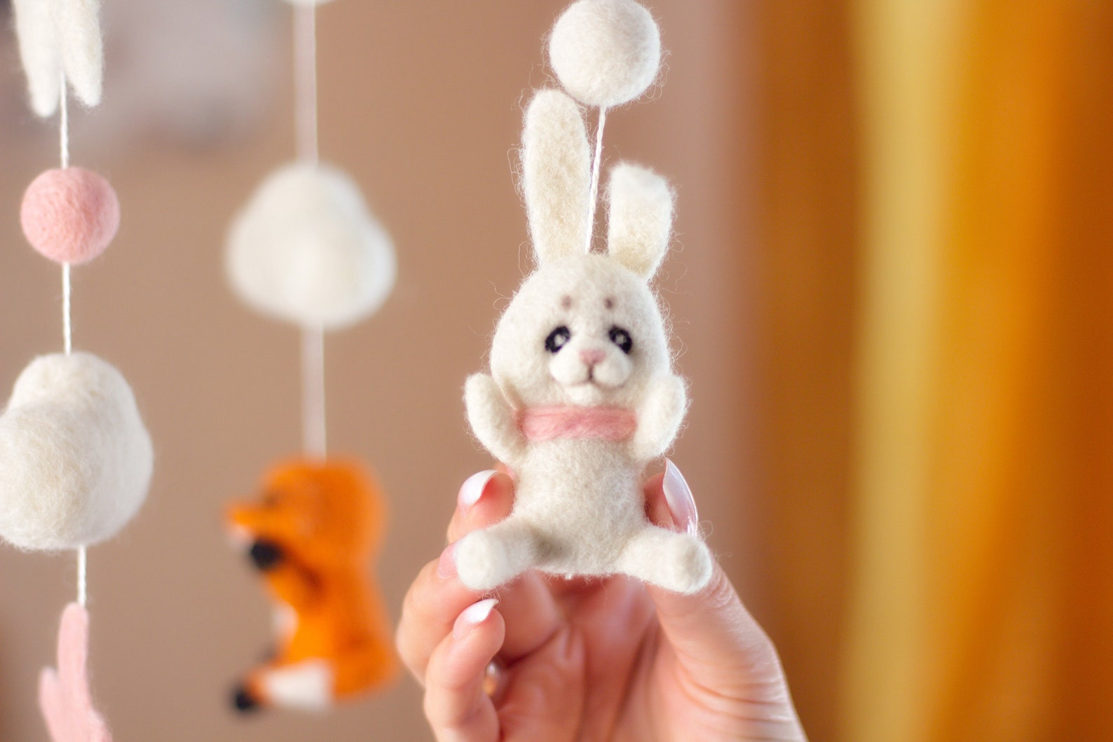 Baby Mobile. Nursery Felting Mobile With Rabbits and Foxes. - Etsy