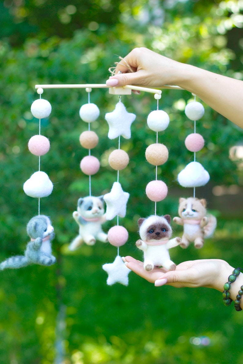 Сustomized Felted Baby Mobile. Nursery Felted Mobile With - Etsy