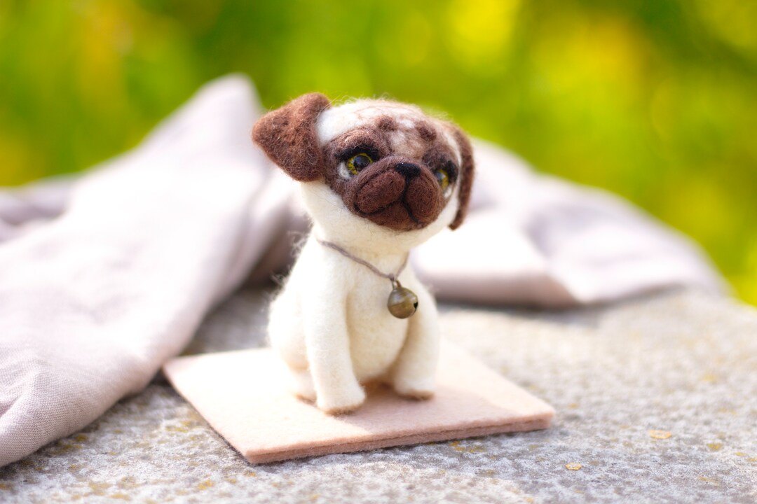 Needle Felted Toy Pug. Felt Sculpture of Pug . Pug Owner Gift. Eco ...