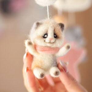 Сustomized Felted Baby Mobile. Nursery Felted Mobile With Cats ...
