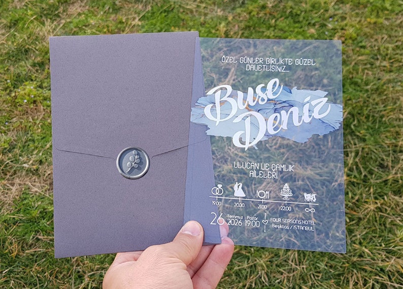Clear Acrylic Wedding Invitation Envelope With Wax Seal - Etsy