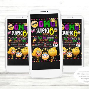 Emoji Invite, Emoji Invitation, Pink Emoji,emoji Party,emoji Birthday ...