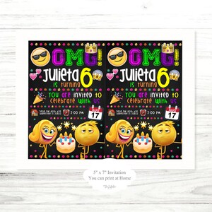 Emoji Invite, Emoji Invitation, Pink Emoji,emoji Party,emoji Birthday ...