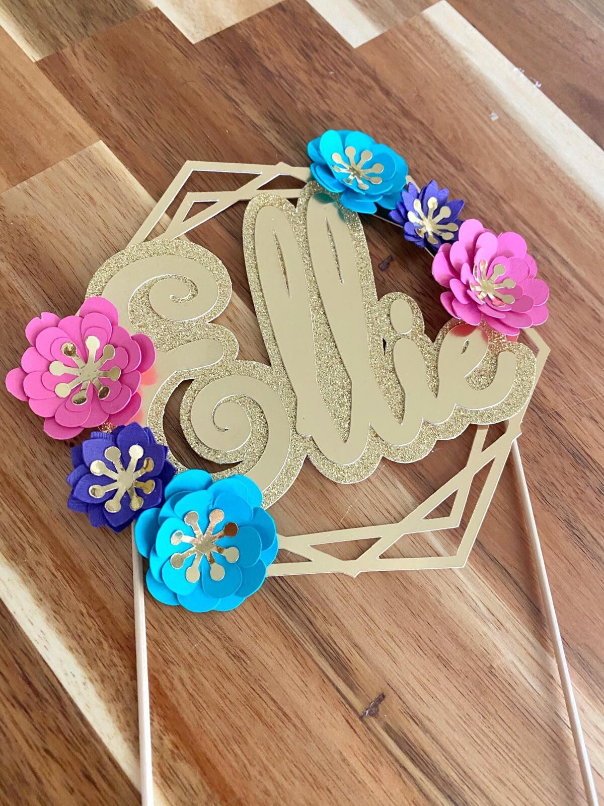 Gold and Flowers Topper Golden Topperhandmade Floral | Etsy