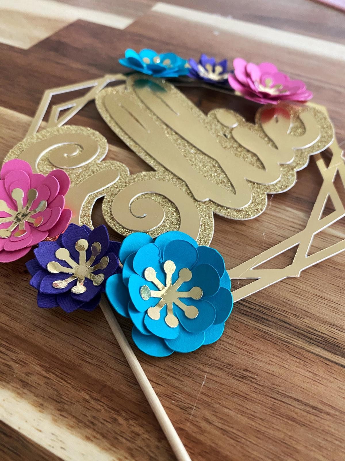 Gold and Flowers Topper Golden Topperhandmade Floral | Etsy