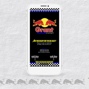 Formula 1 Birthday Invitation: Red Bull Racing Party (digital) - Etsy