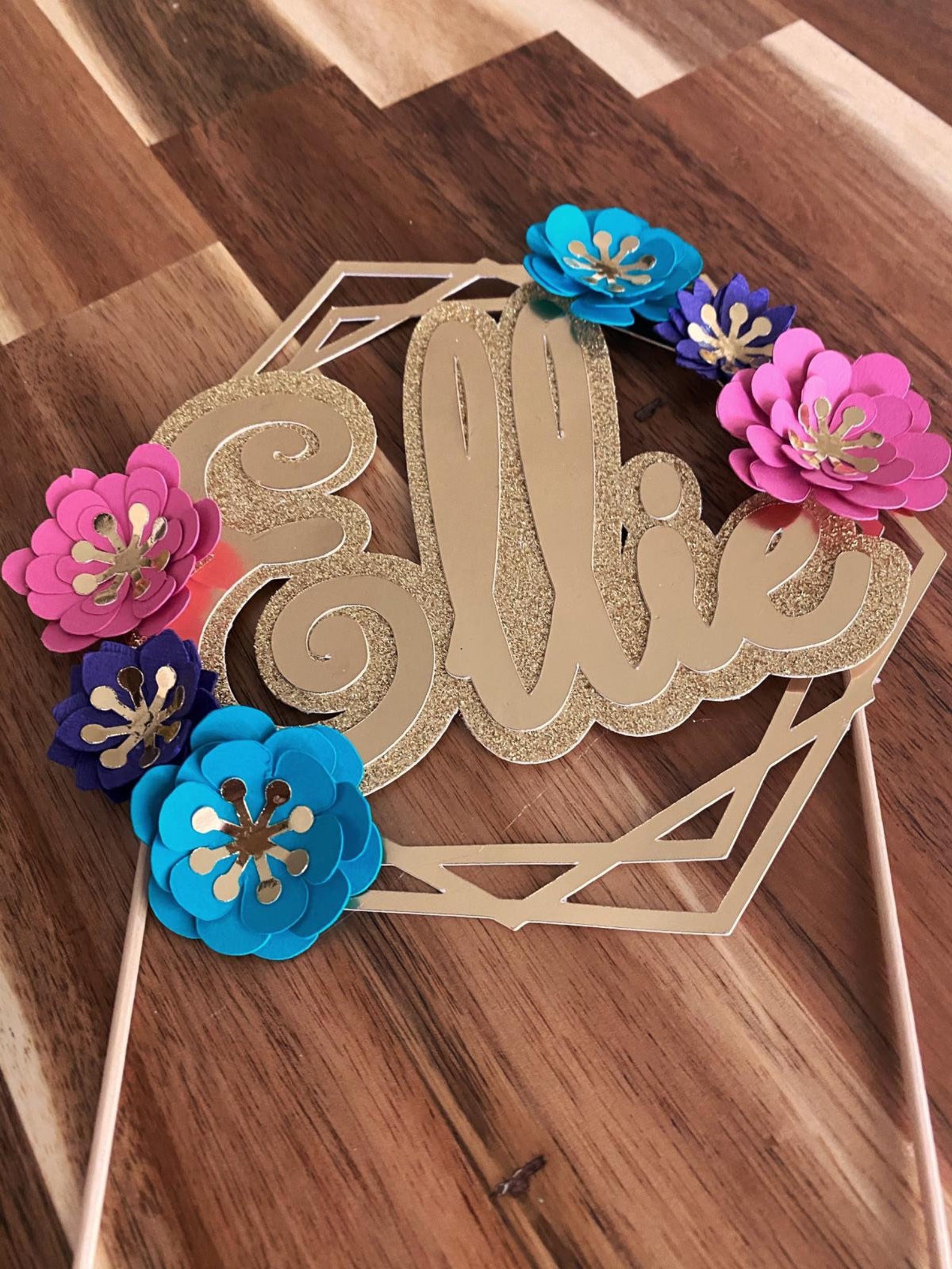 Gold and Flowers Topper Golden Topperhandmade Floral | Etsy