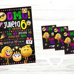 Emoji Invite, Emoji Invitation, Pink Emoji,emoji Party,emoji Birthday ...