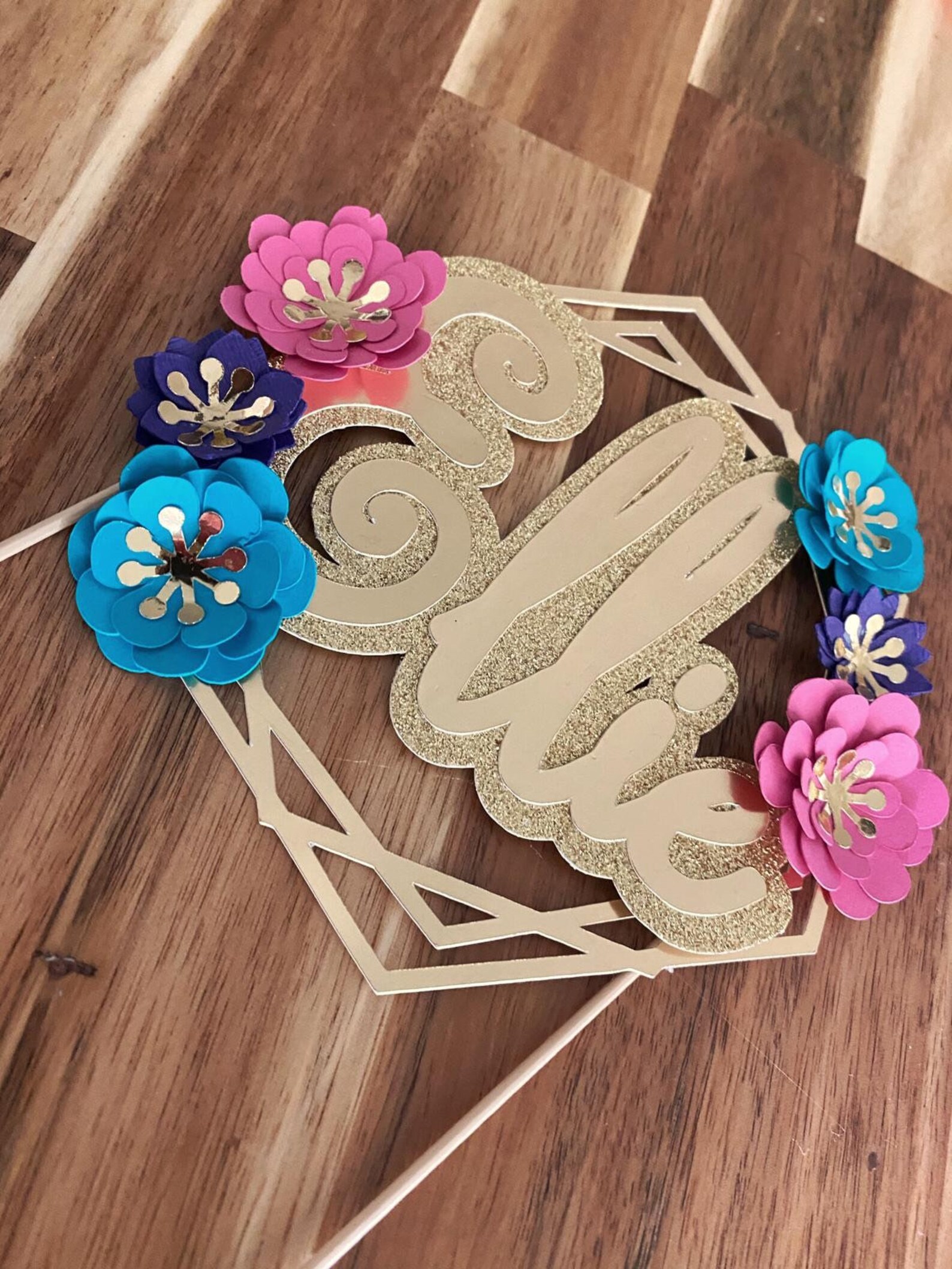 Gold and Flowers Topper Golden Topperhandmade Floral | Etsy