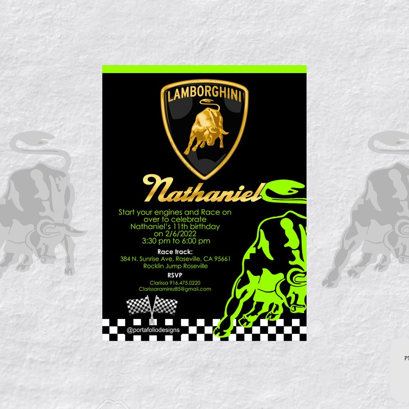 Lamborghini Birthday Invitation - Etsy