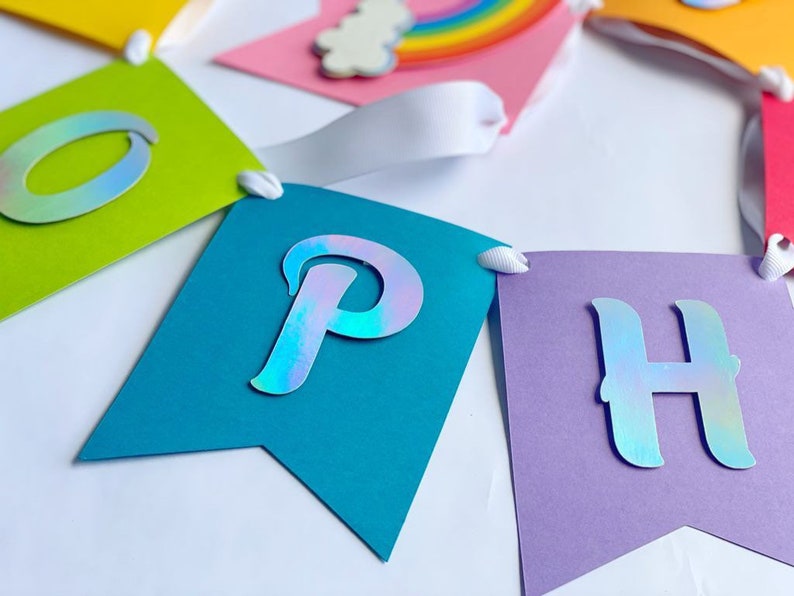 Rainbow Birthday Banner: Custom Name, Colorful Party Garland - Etsy
