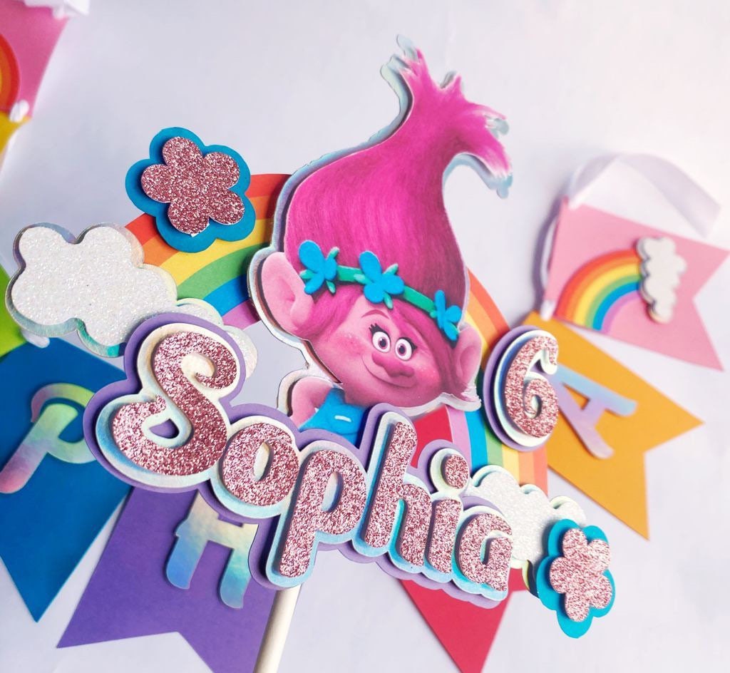 Trolls world tourTroll cake toppertrolls partypoppy cake | Etsy