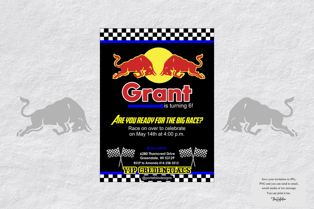 Invitación red bull,invitación fórmula 1,invitación a carreras,coches ...