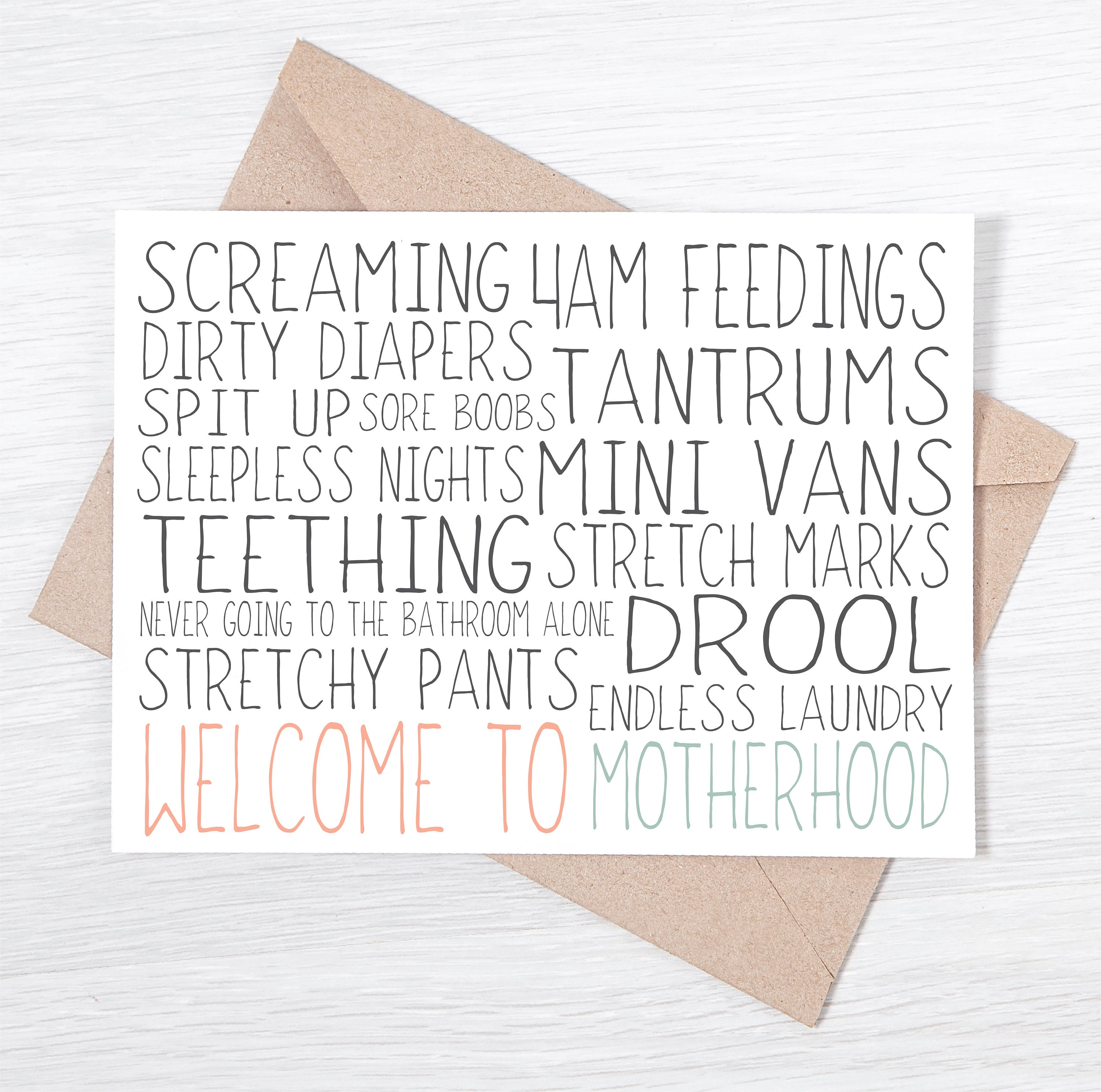 Funny New Baby Card - Welcome to Motherhood - Etsy