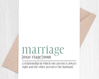 PRINTABLE Funny Anniversary Card Marriage Definition Card | Etsy