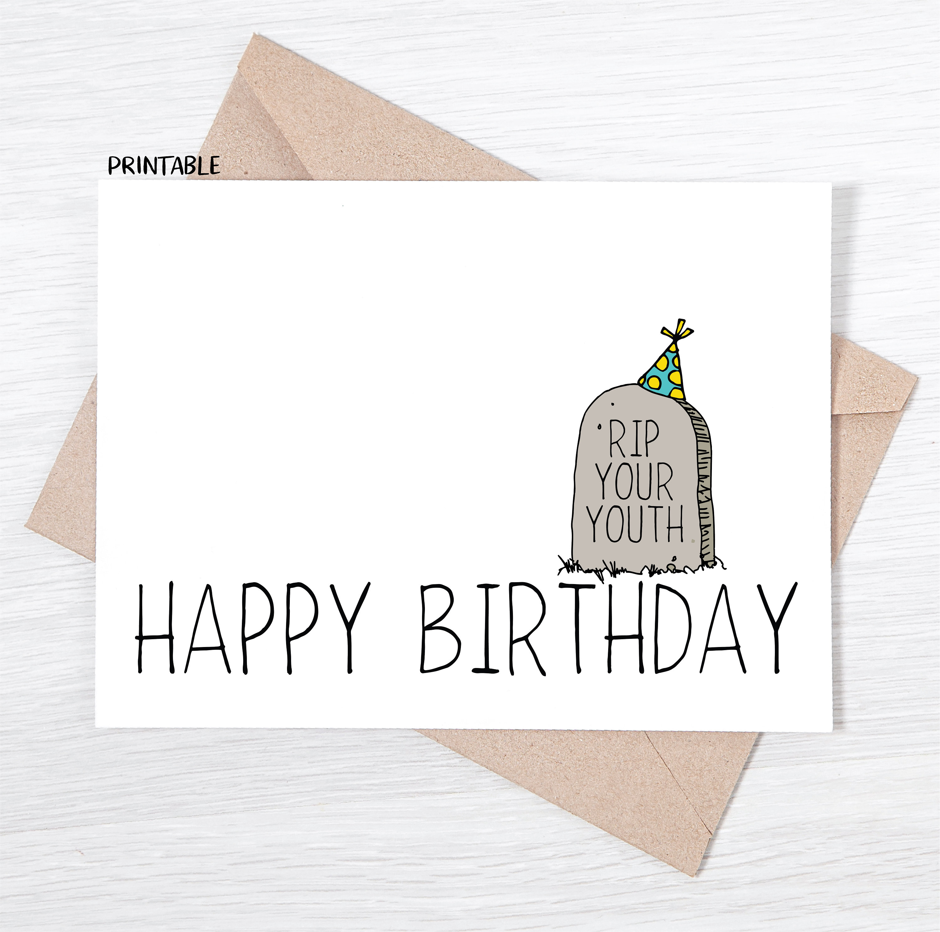 PRINTABLE Funny Birthday Card RIP Your Youth Birthday Card Fro Her ...