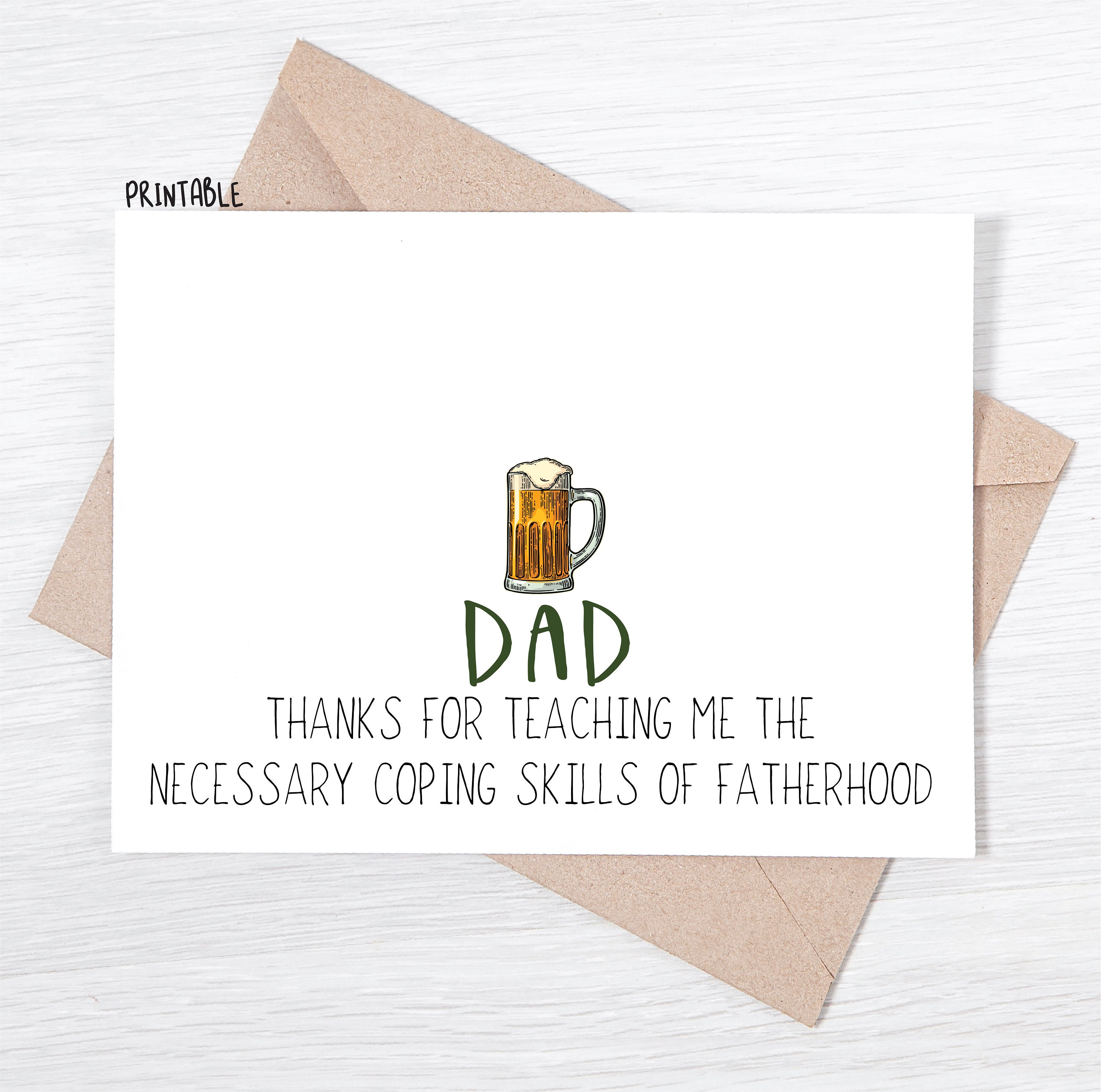 PRINTABLE Father's Day Card Dad Thanks for Teaching Me the Necessary ...