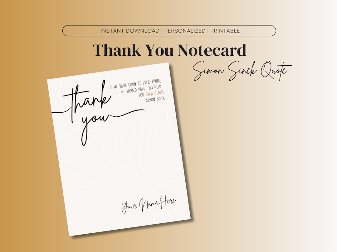 Thank You Notecard | Simon Sinek Quote | Editable Canva Template ...
