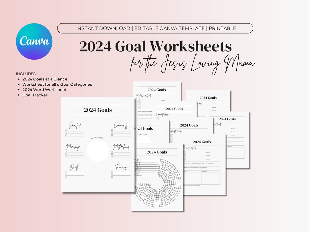 2024 Goal Worksheet Goal Tracker SMART Goals Goal Setting Template - Etsy