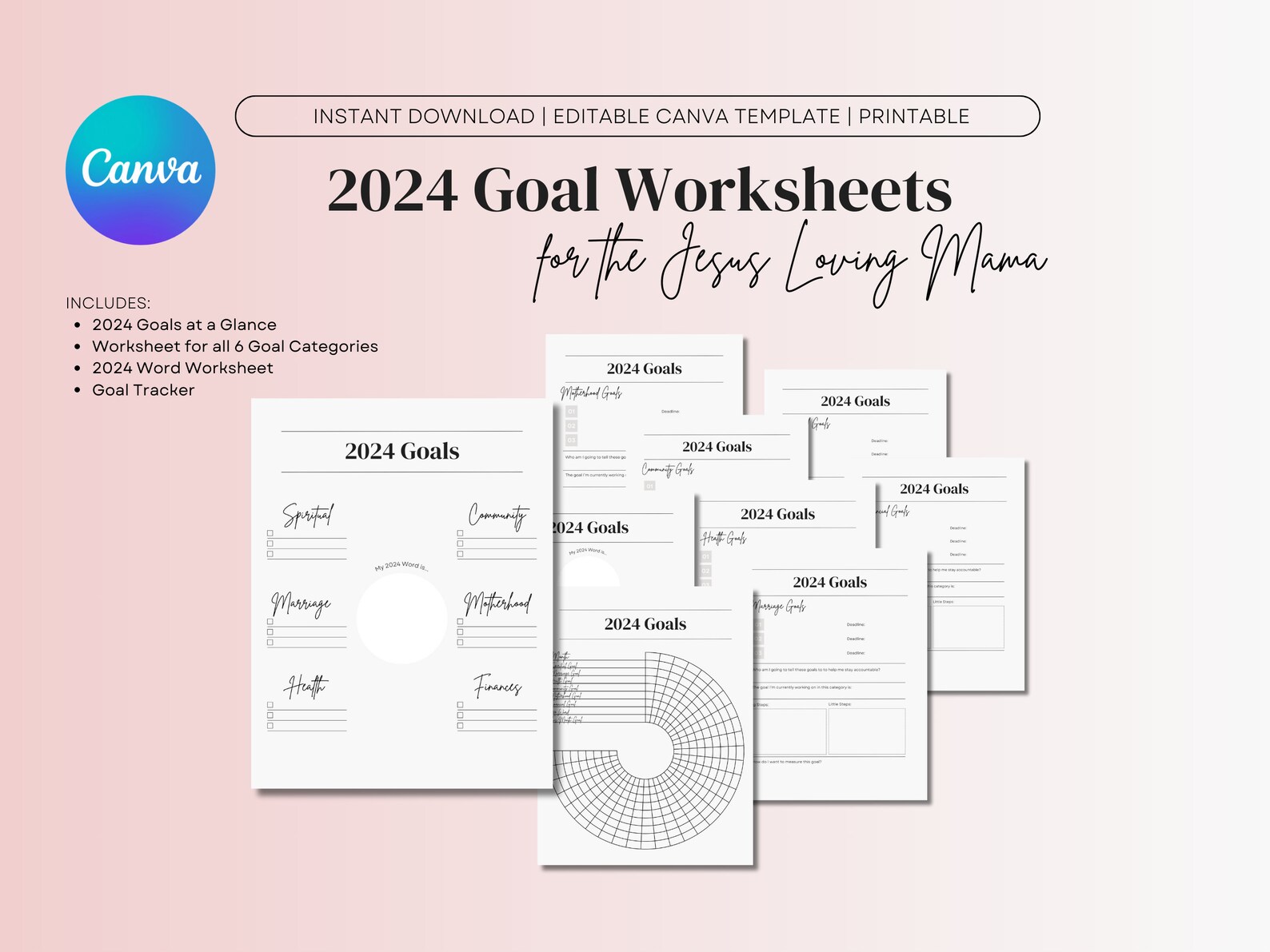 2024 Goal Worksheet Goal Tracker SMART Goals Goal Setting Template - Etsy