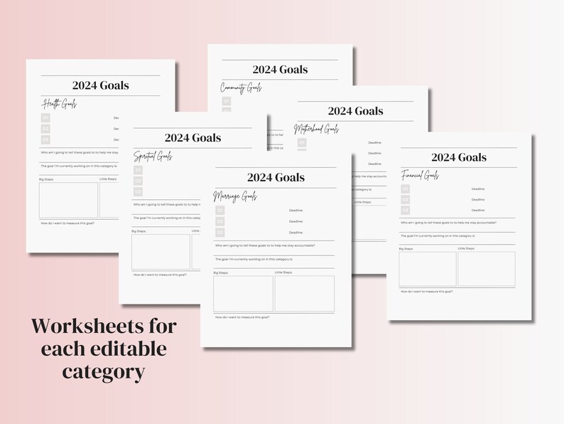 2024 Goal Worksheet Goal Tracker SMART Goals Goal Setting Template - Etsy