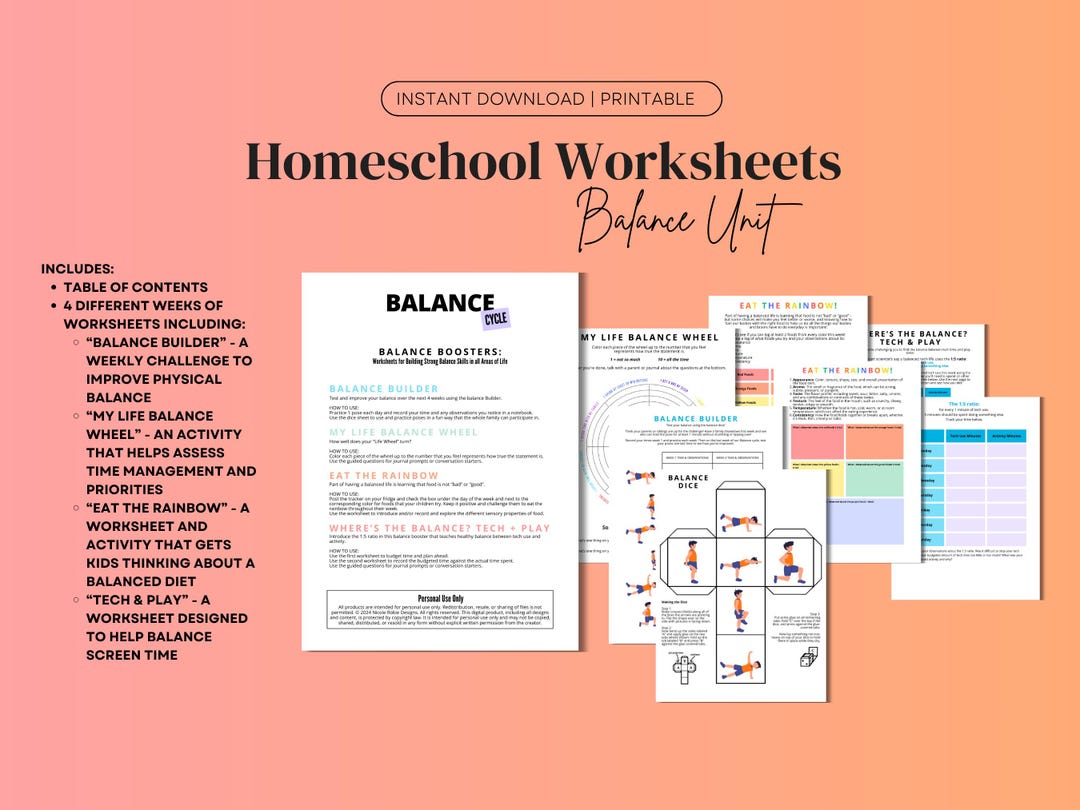 Homeschool Worksheets | Balance Unit | Character Development | Social ...