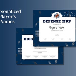 Football Award Certificates | Awards | Team Awards | Personalized ...