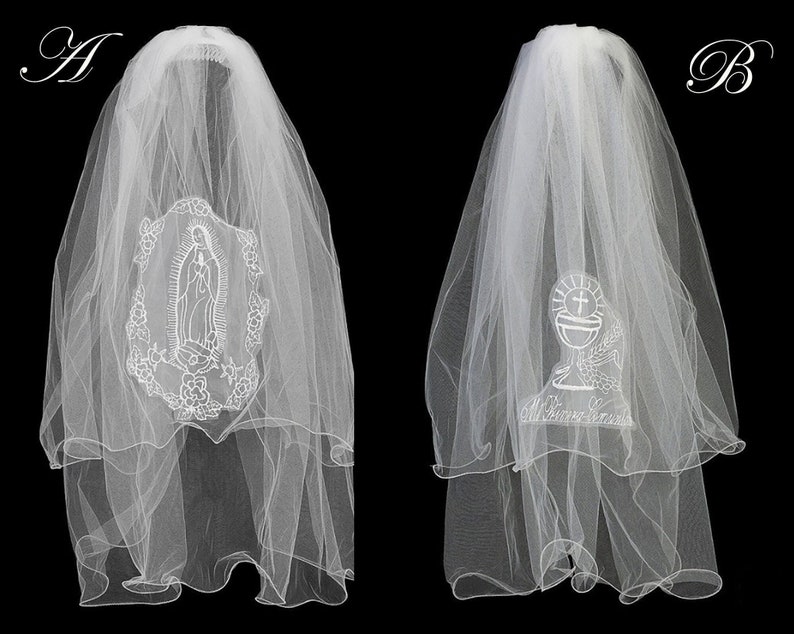 Handmade First Communion Veil With Our Lady of Guadalupe | USA Made - Etsy