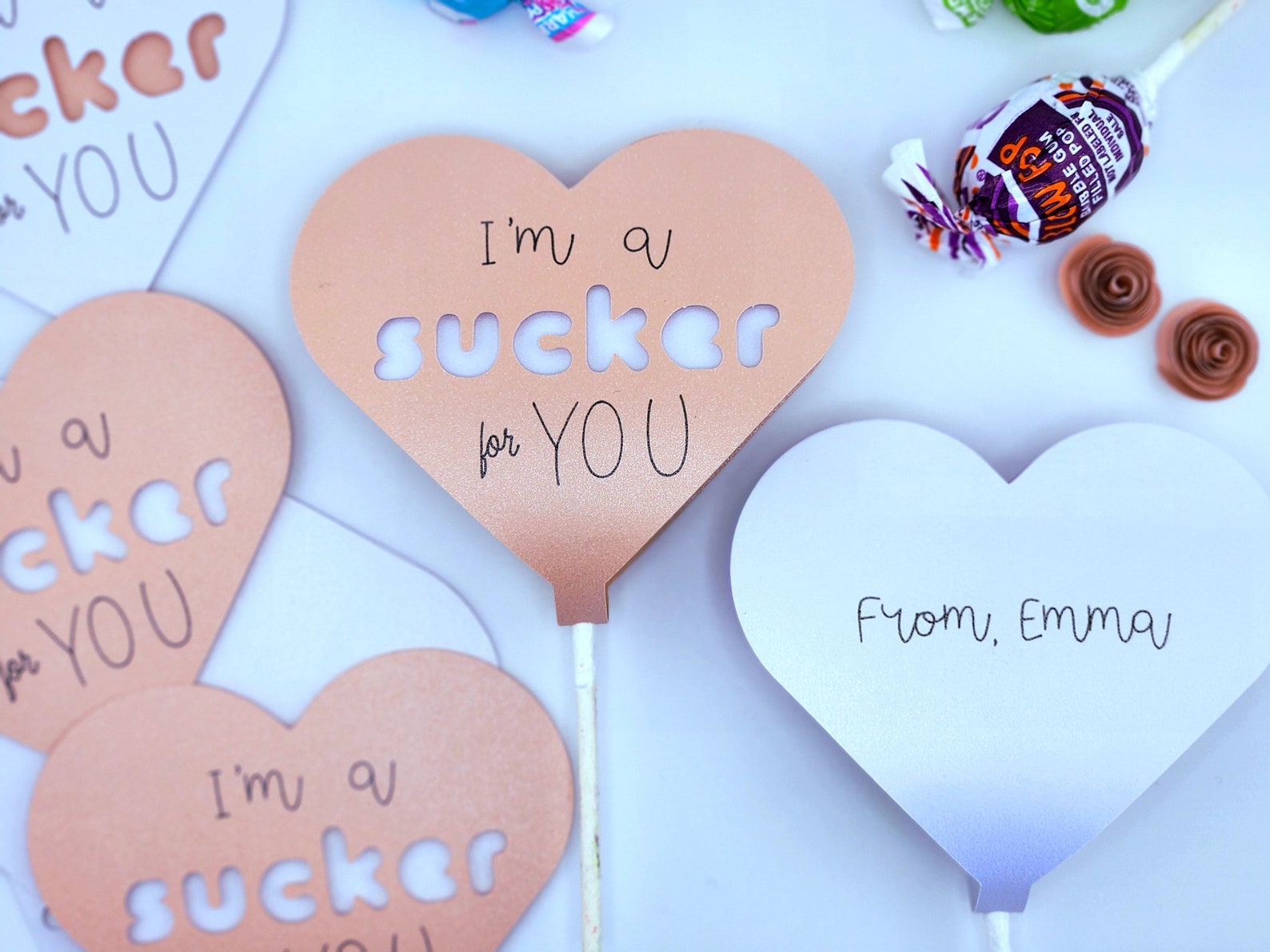 Personalized Heart Lollipop Holder Custom Valentine's Day Candy Holder ...