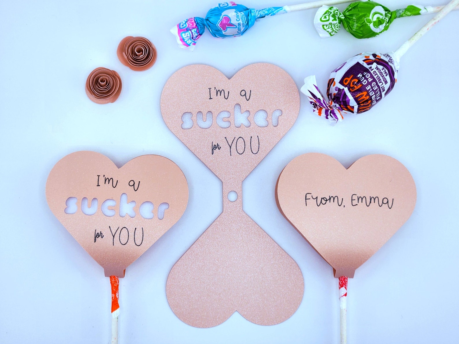 Personalized Heart Lollipop Holder Custom Valentine's Day Candy Holder ...