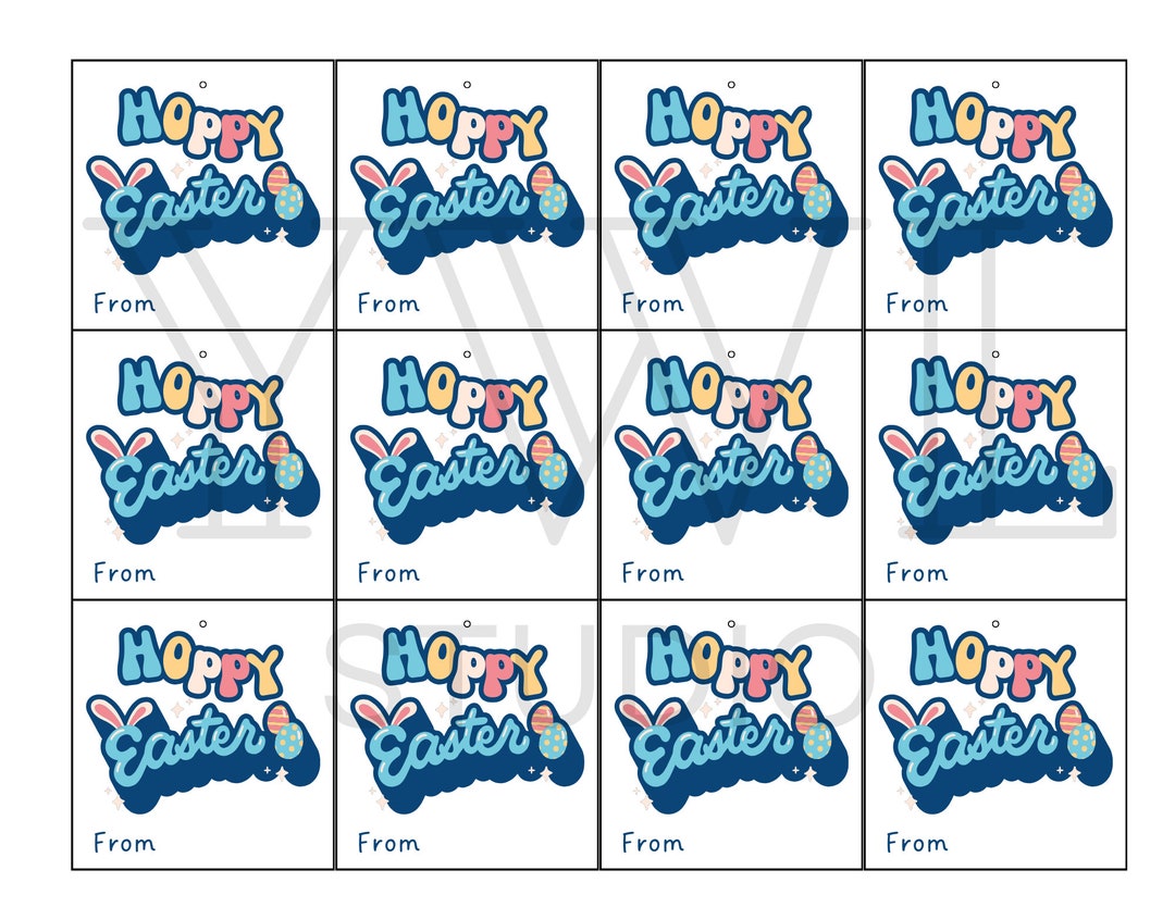 Easter Gift Tag Printable Happy Easter Tag Hoppy Easter Tag Digital ...