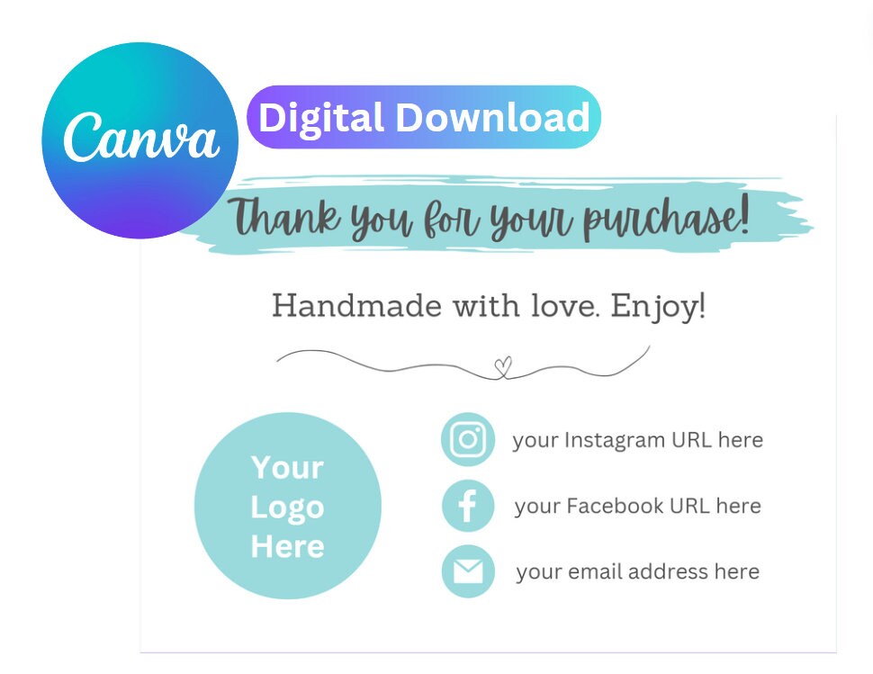 Business Thank You Card Template Canva Handmade Business Thank You Card ...
