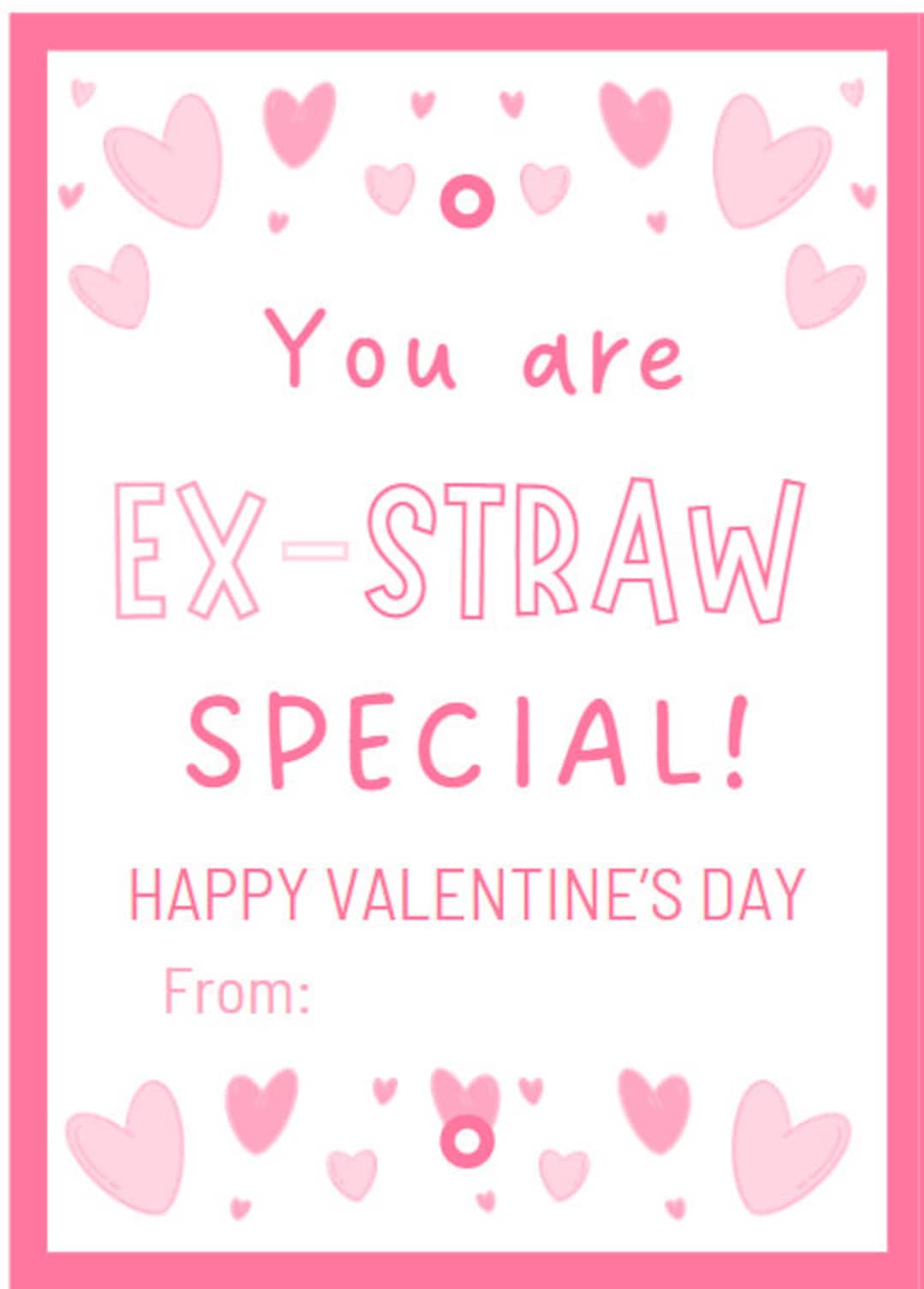 Printable Straw Tag Printable Ex-straw Special Tag Valentine Straw ...