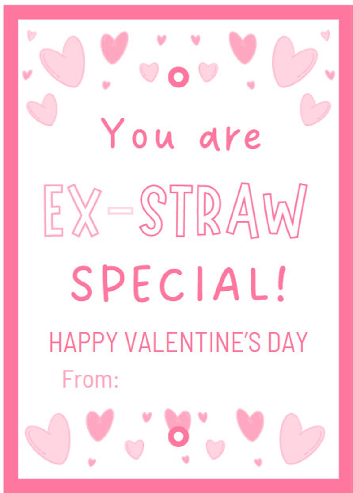Printable Straw Tag Printable Ex-straw Special Tag Valentine Straw ...