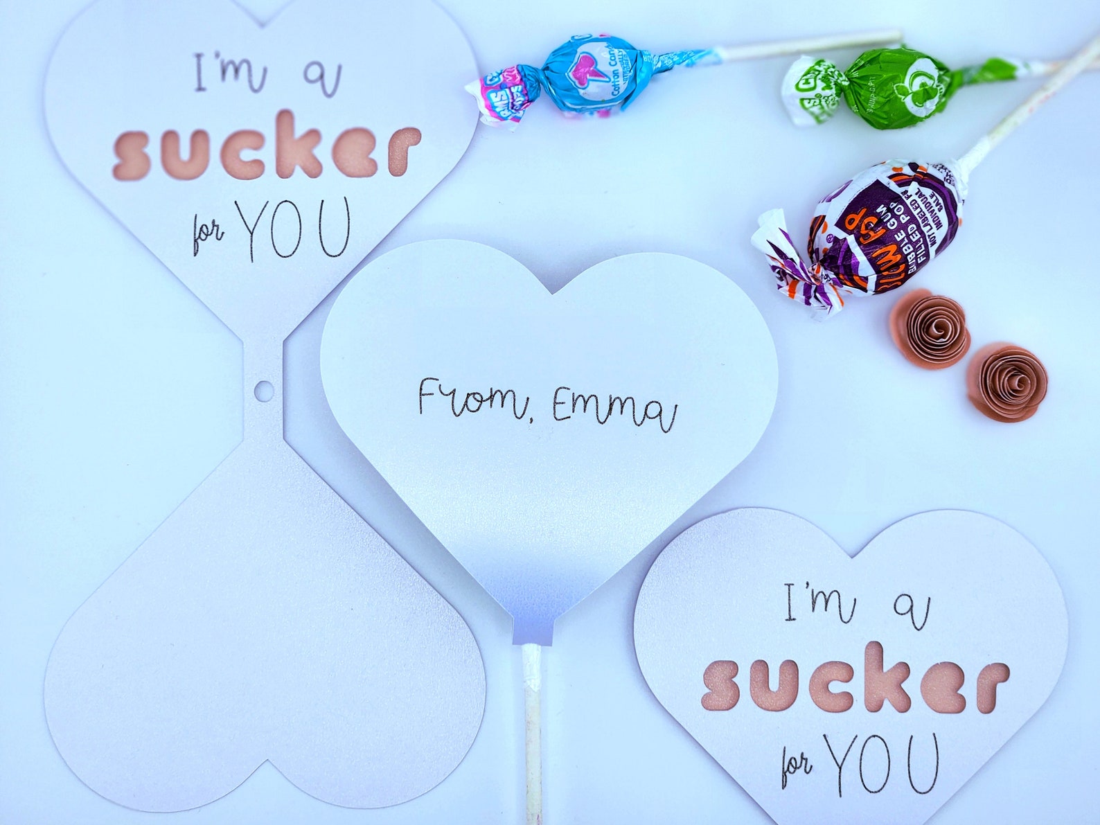 Personalized Heart Lollipop Holder Custom Valentine's Day Candy Holder ...