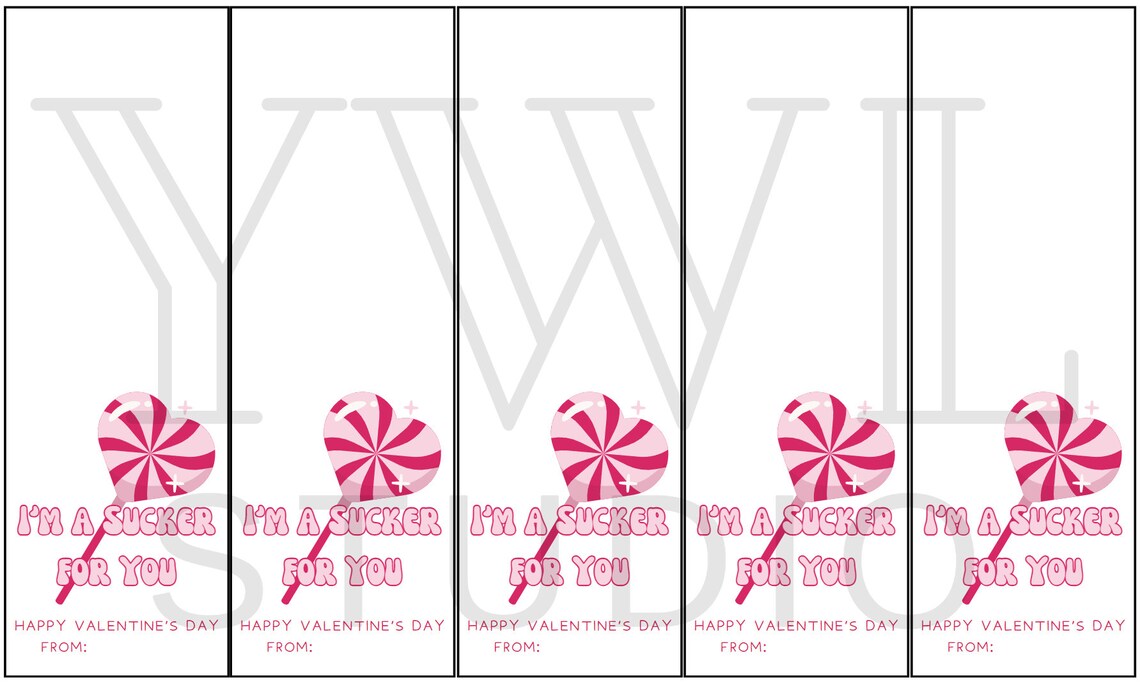 Printable Valentine Tag Printable Valentine's Day Lollipop Heart ...