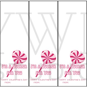 Printable Valentine Tag Printable Valentine's Day Lollipop Heart ...